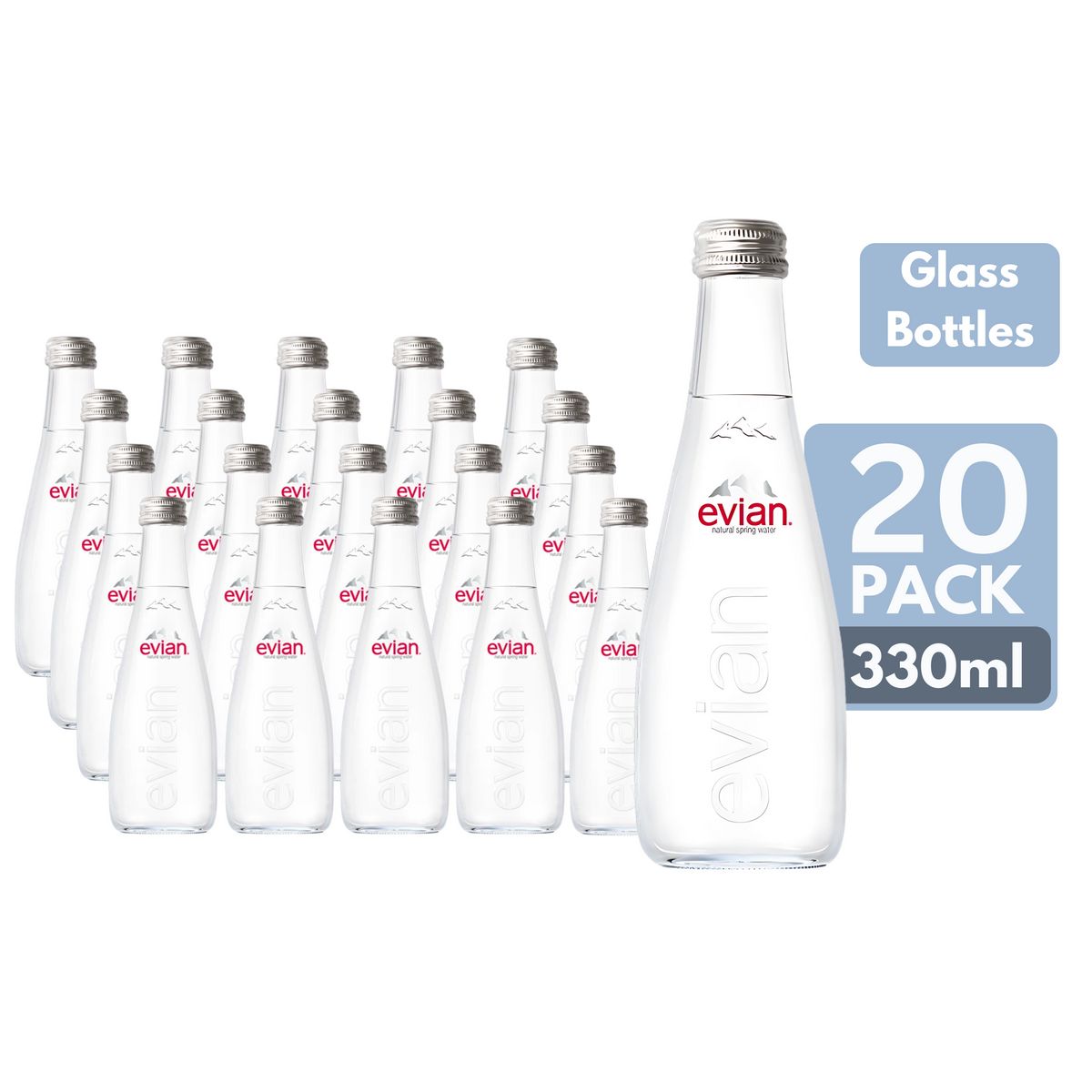 Evian Still Water Glass Bottles (20 x 330ml) | Buy 1 Carton Free 3 bot — Asher.sg
