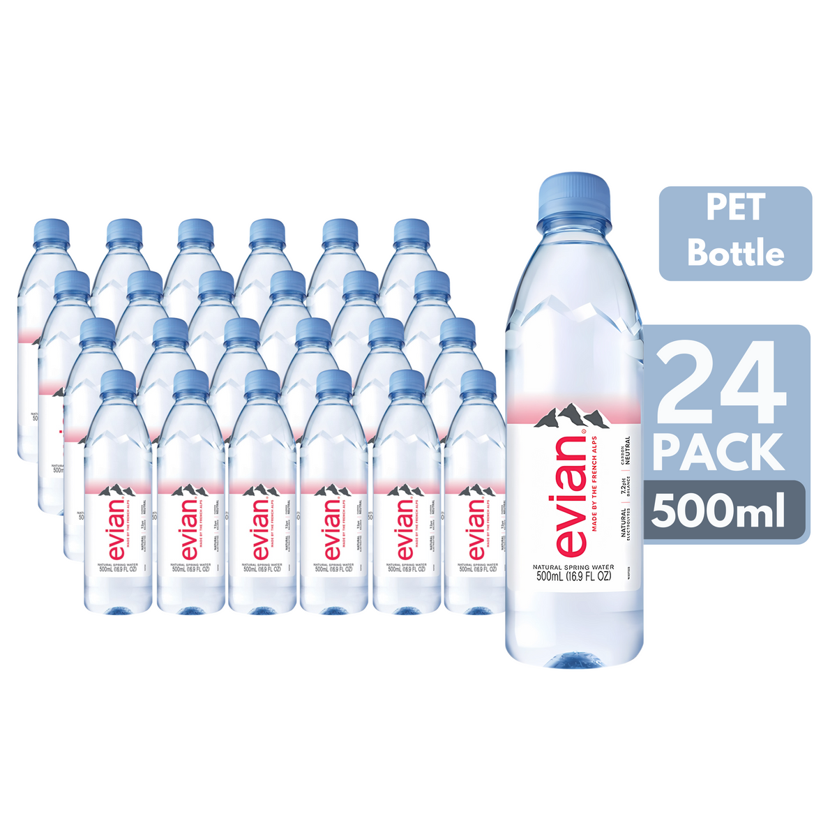 Evian Still Water PET Bottles (24 x 500ml) — Asher.sg