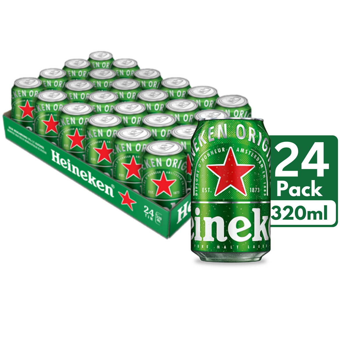 Heineken Beer Cans (24 x 320ml) Short Cans — Asher.sg