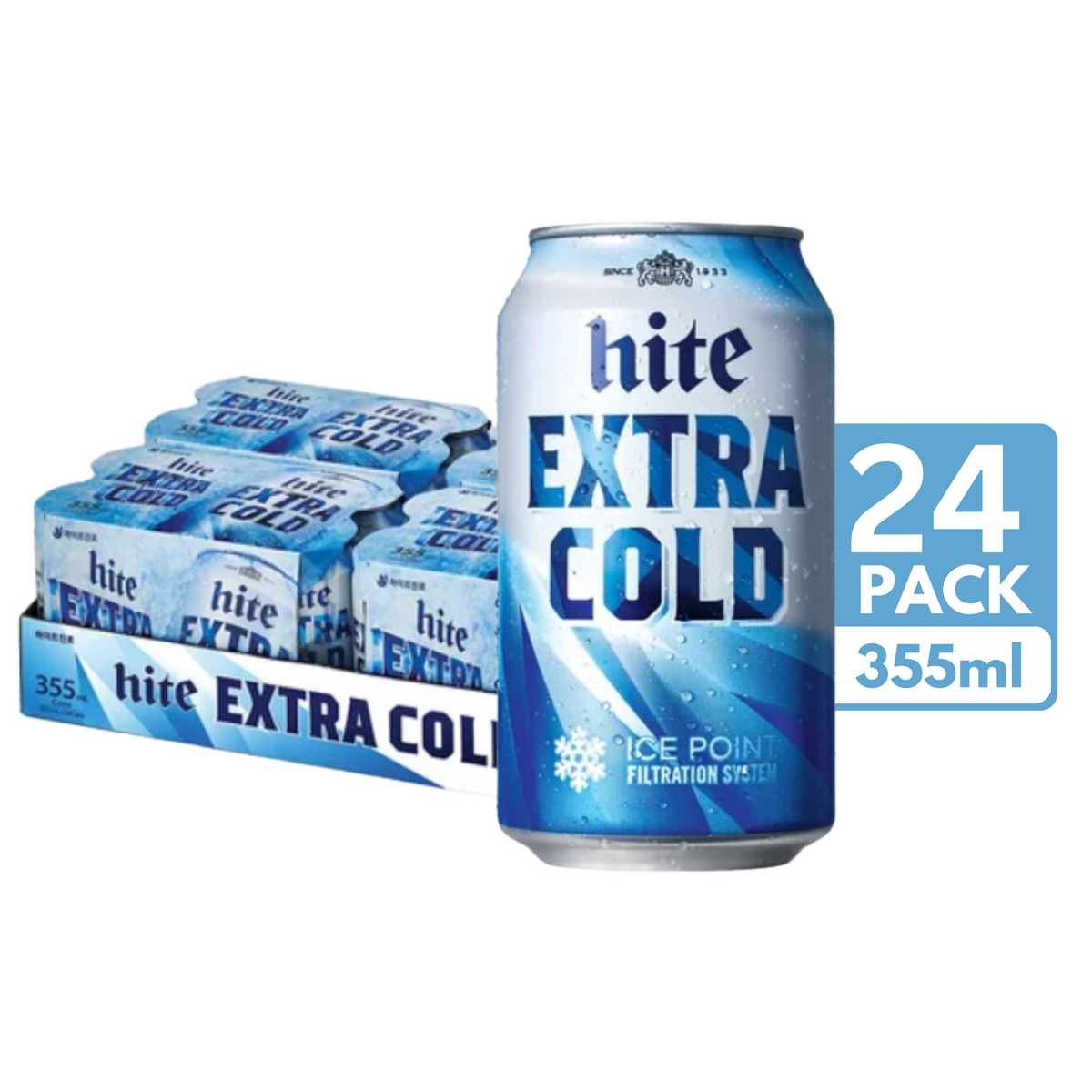 Hite Extra Cold Beer Cans (24 x 355ml) — Asher.sg