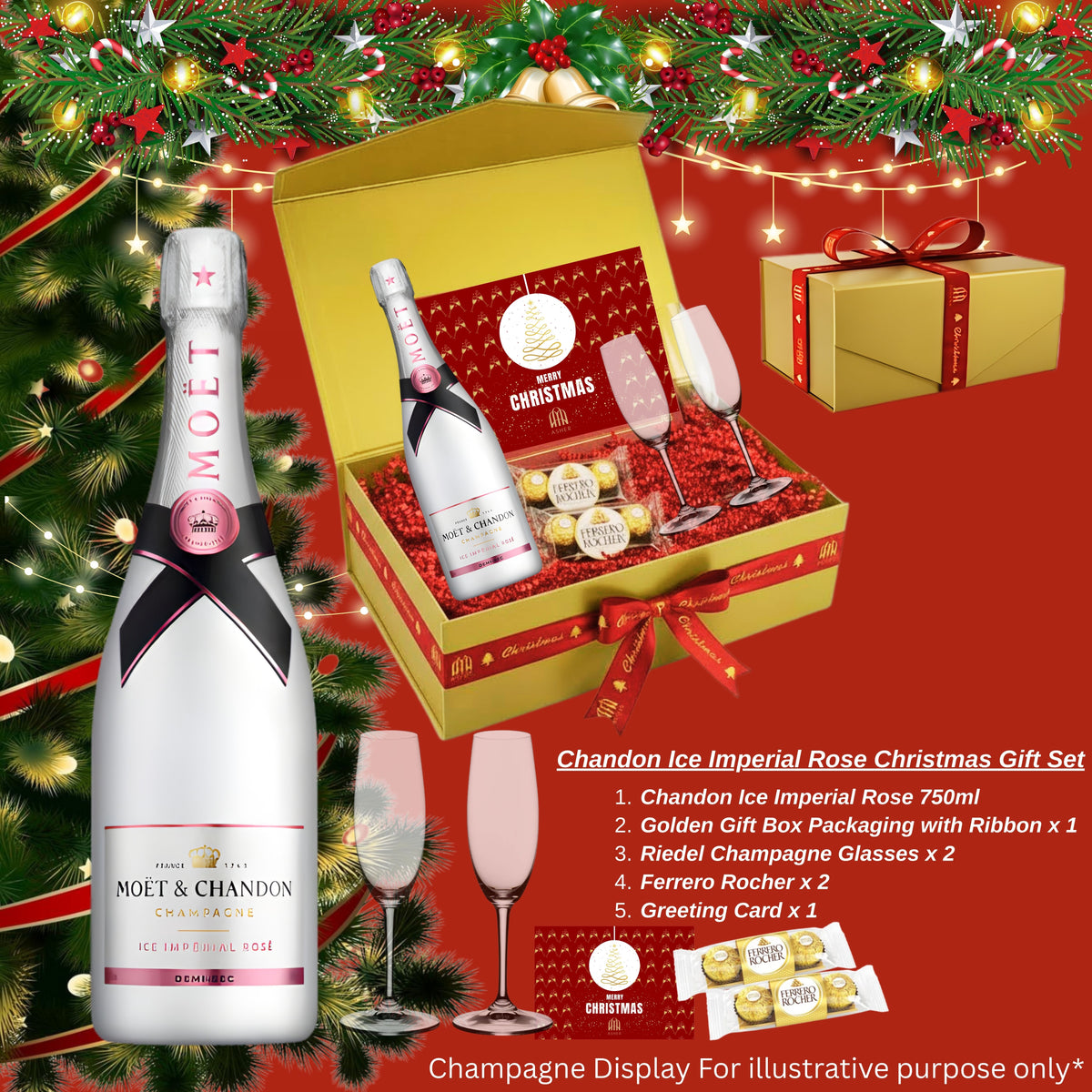 Christmas Golden Gift Set - Moet & Chandon Ice Imperial Rose Demi-Sec — Asher.sg