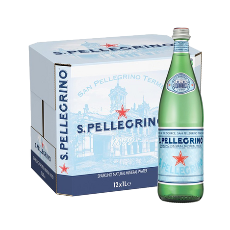 San Pellegrino Sparkling Mineral Water Glass Bottles ( 12 x 1L ) — Asher.sg
