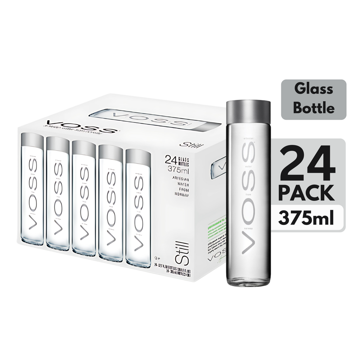 Voss Still Water Glass Bottles (24 x 375ml) — Asher.sg
