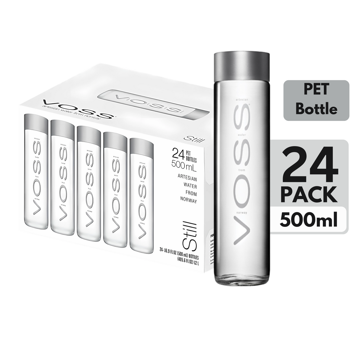 Voss Still Water PET Bottles (24 x 500ml) — Asher.sg